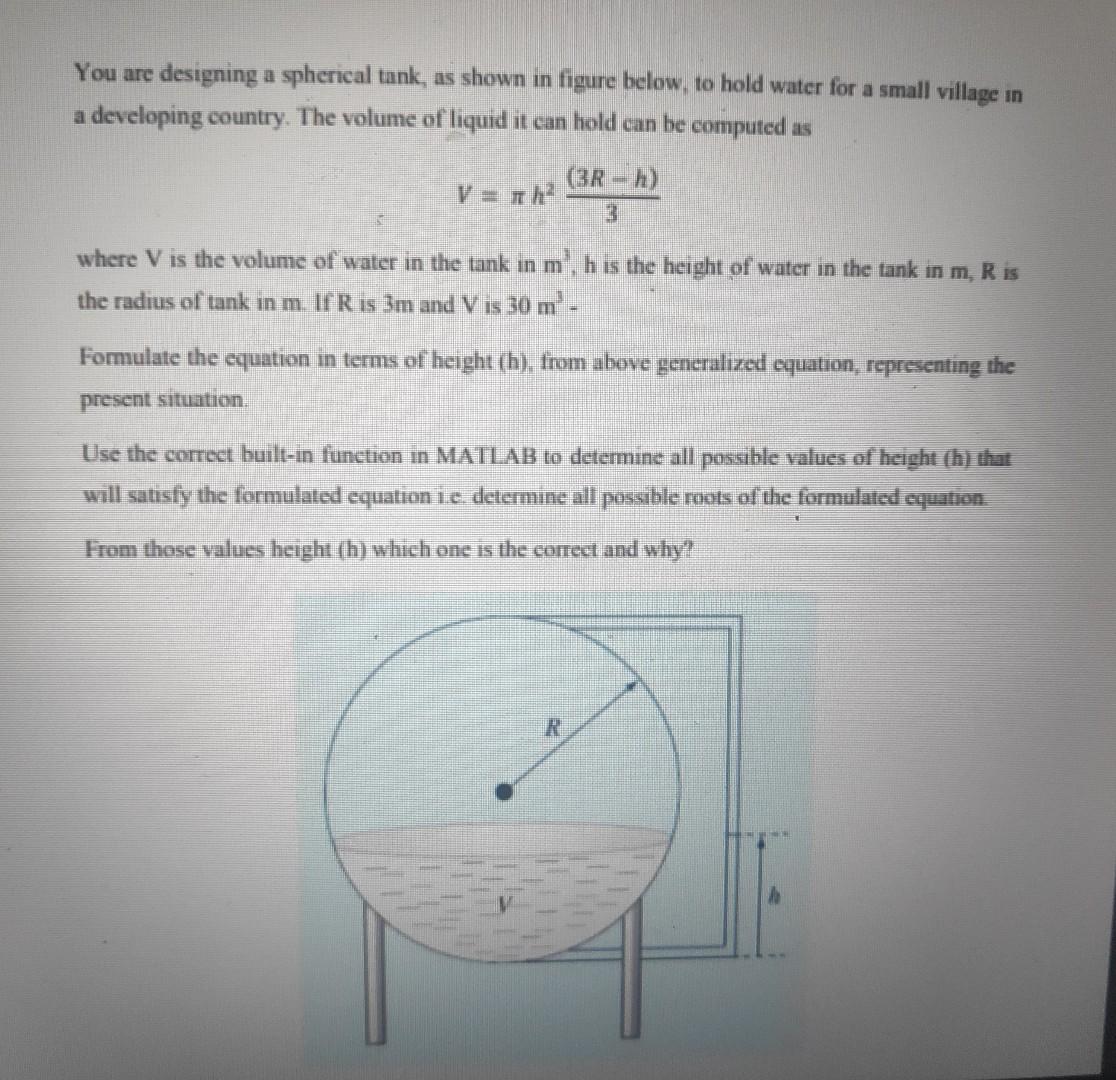 Solved You are designing a spherical tank, as shown in | Chegg.com