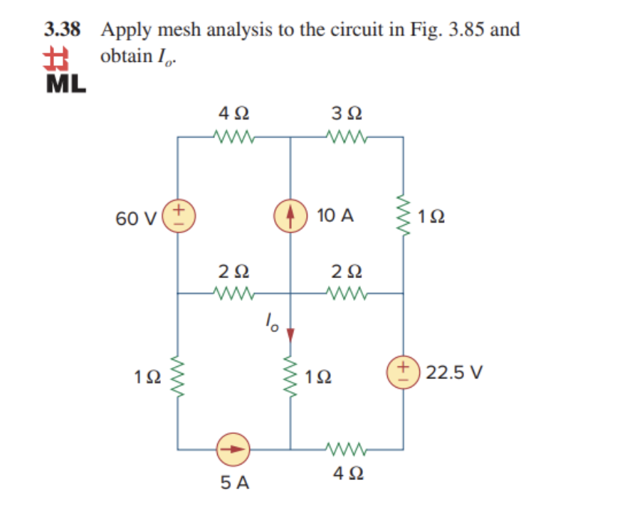 Solved 3.38 ﻿Apply mesh analysis to the circuit in Fig. 3.85 | Chegg.com