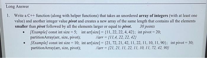Solved 1. Write a C++ function (along with helper functions) | Chegg.com