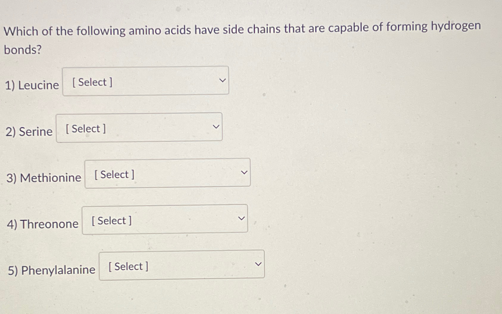 Solved Which of the following amino acids have side chains | Chegg.com