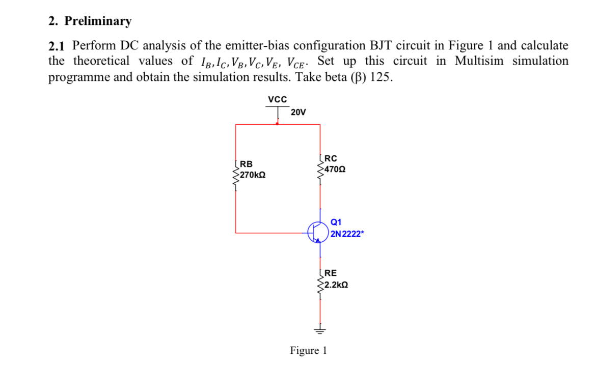 Solved Preliminary2.1 ﻿Perform DC analysis of the | Chegg.com