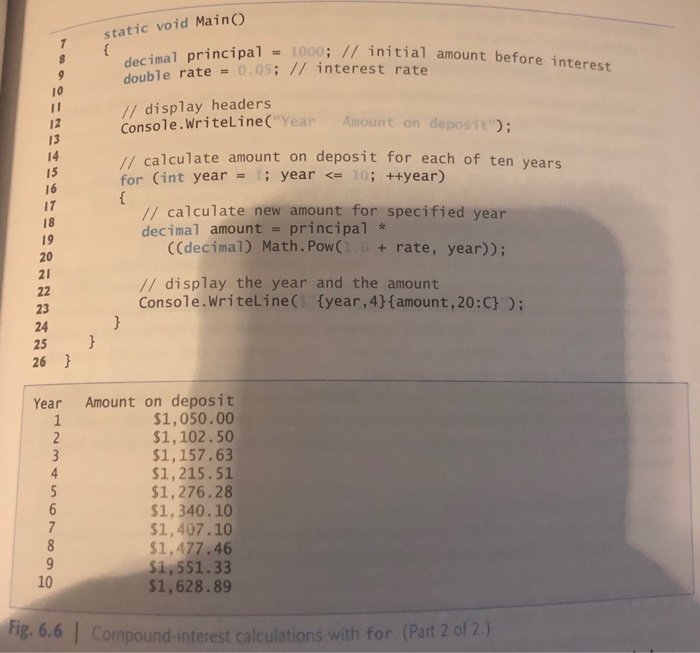 Solved Visual C#: modify the compound interest in (figure | Chegg.com