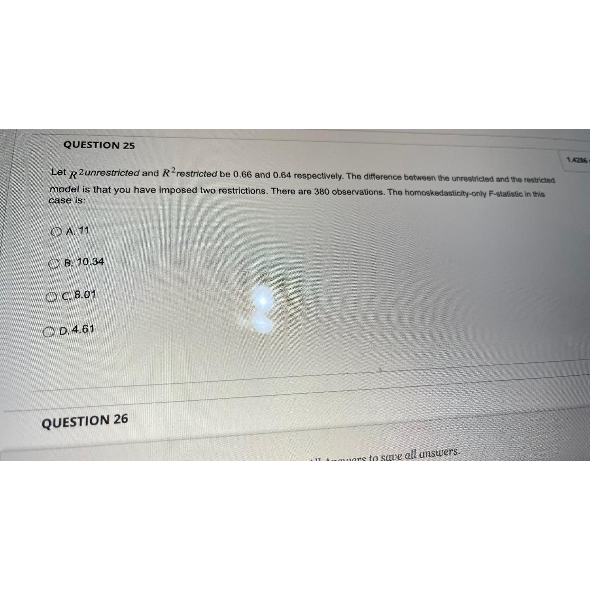 Solved QUESTION 25Let R2 ﻿unrestricted and R2 ﻿restricted be | Chegg.com