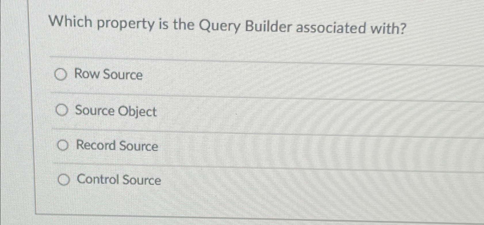 Solved Which property is the Query Builder associated | Chegg.com