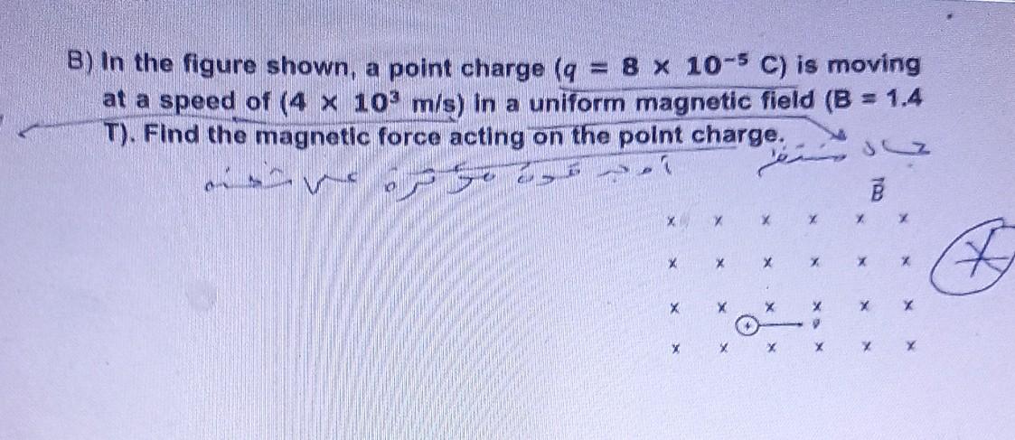 Solved B) In the figure shown, a point charge (q=8×10−5C) is | Chegg.com