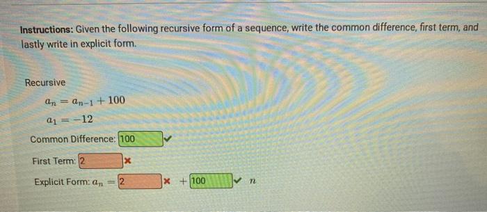 Solved Instructions: Given the following recursive form of a | Chegg.com