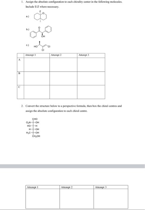 Solved 1. Assign the absolute configuration to each | Chegg.com