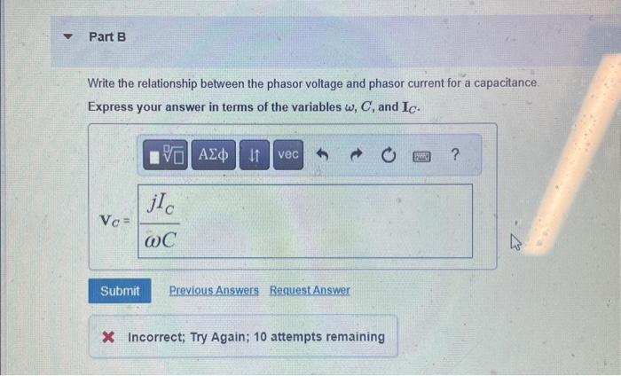 Solved Write the relationship between the phasor voltage and | Chegg.com