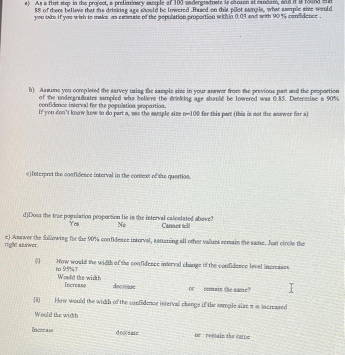 Solved a) As a first step in the project, A preliminary | Chegg.com