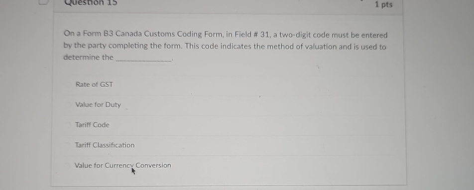 Solved On a Form B3 ﻿Canada Customs Coding Form, in Field # | Chegg.com