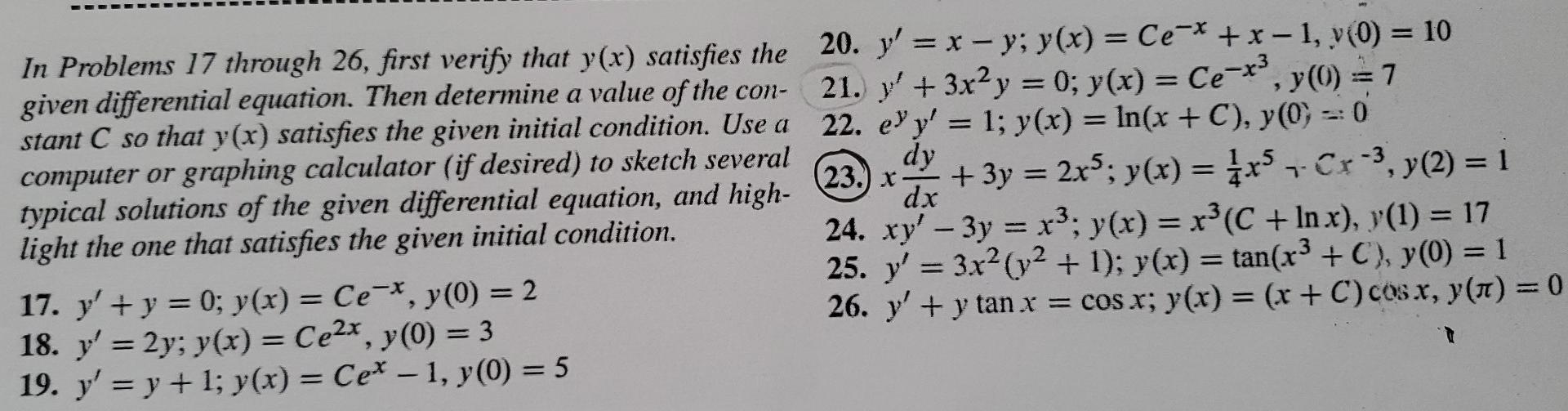 Solved = = = = 23.) x 7 In Problems 17 through 26, first | Chegg.com