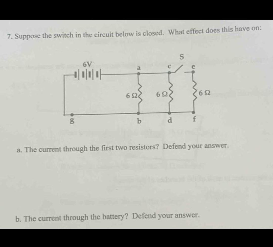Solved Suppose the switch in the circuit below is closed. | Chegg.com