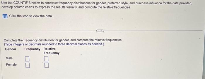 Solved Use The Countif Function To Construct Frequency 