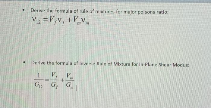Solved . Derive the formula of rule of mixtures for major | Chegg.com