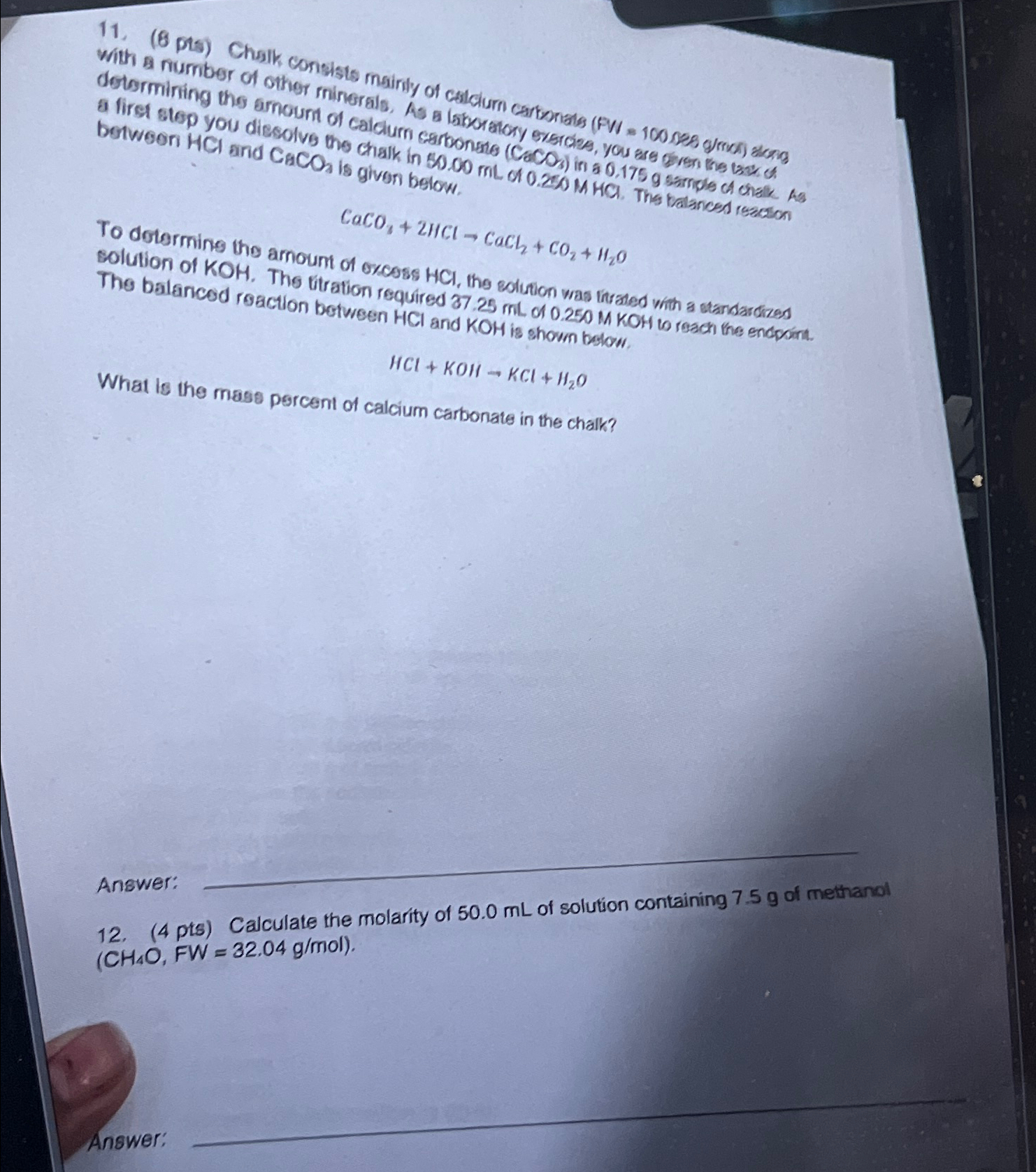 Solved detormining the emount of calcum carbonere ( CaCO_(3) | Chegg.com