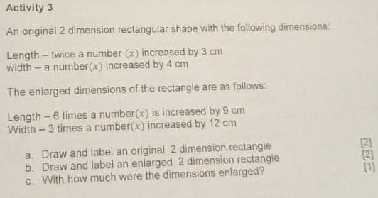 Solved Activity 3An original 2 ﻿dimension rectangular shape | Chegg.com