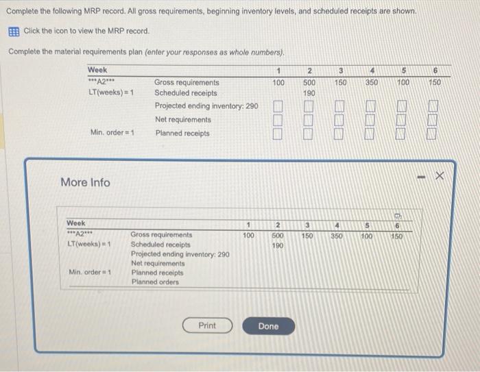 Solved Complete the following MRP record. All gross | Chegg.com