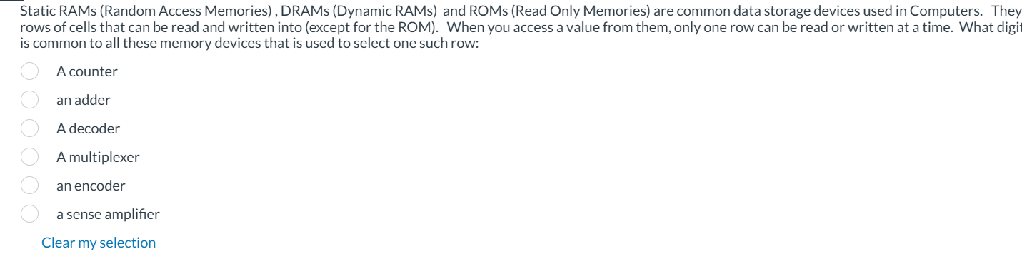 Solved Static RAMs (Random ﻿Access Memories), ﻿DRAMs | Chegg.com