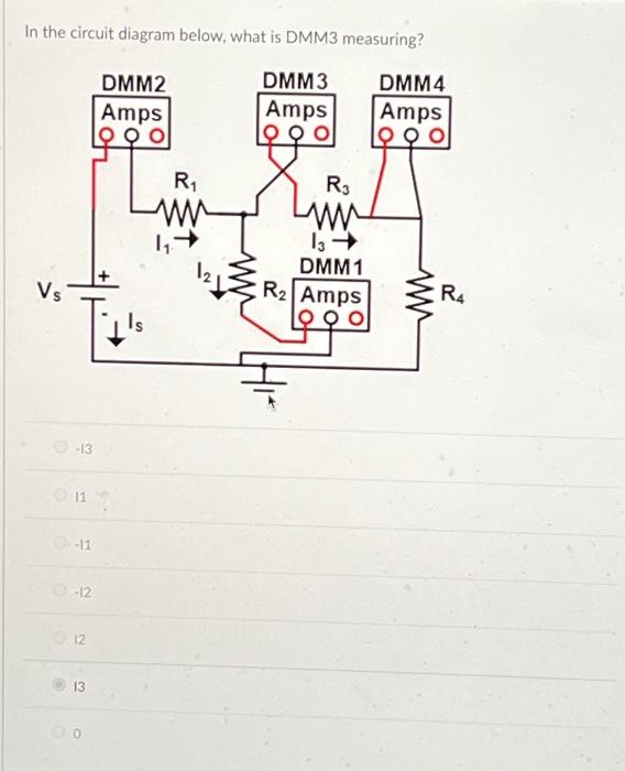 Solved In the circuit diagram below, what is DMM3 measuring? | Chegg.com