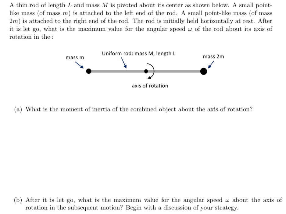 Solved A thin rod of length L ﻿and mass M ﻿is pivoted about | Chegg.com