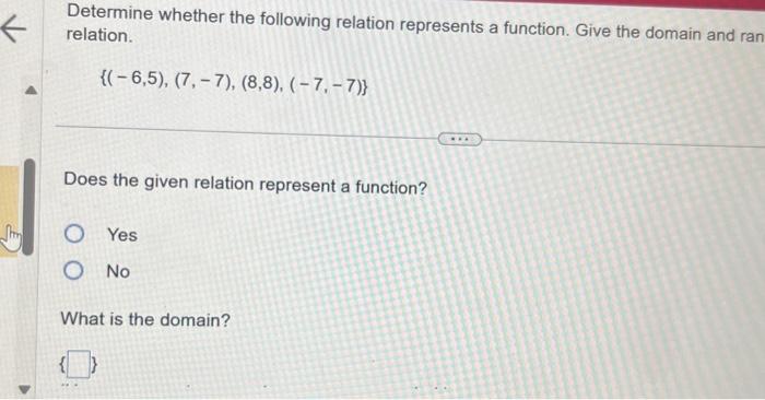 Solved Determine whether the following relation represents a | Chegg.com