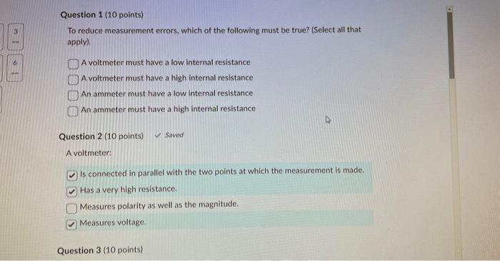 Solved To reduce measurement errors, which of the following | Chegg.com