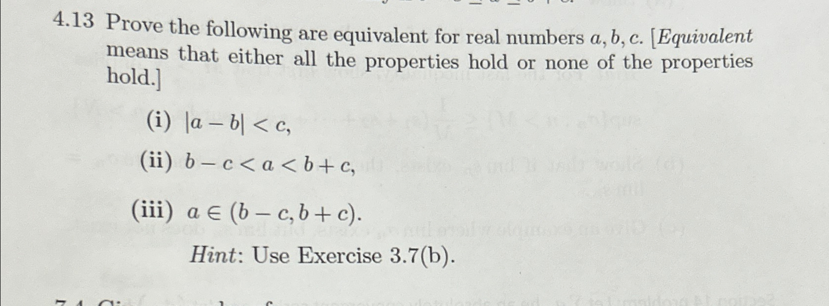 Solved 4.13 ﻿Prove the following are equivalent for real | Chegg.com