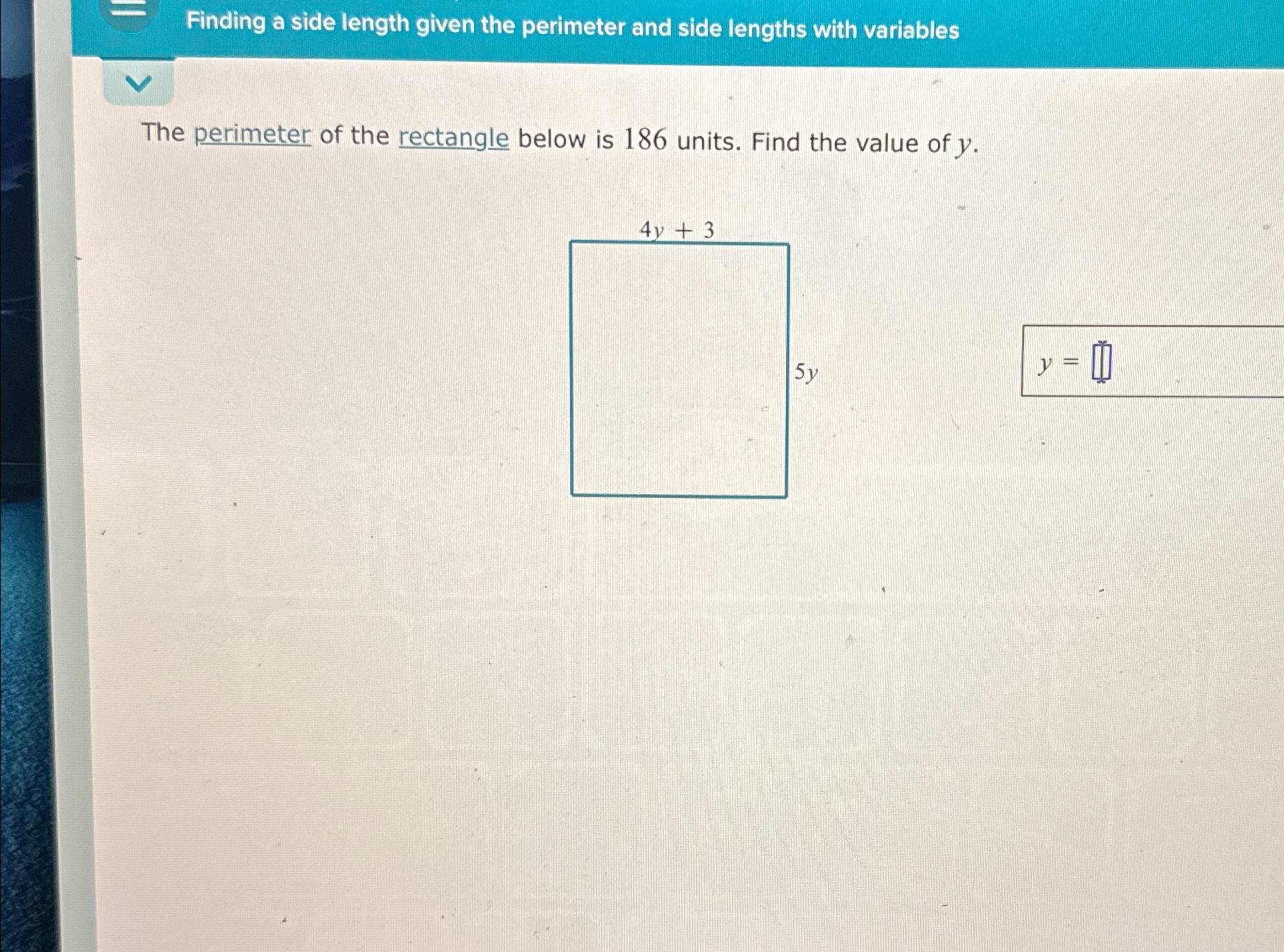 Solved Finding a side length given the perimeter and side | Chegg.com