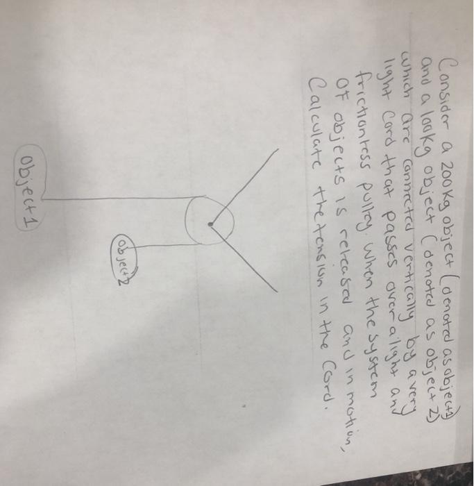 Solved Consider a 200kg object (denoted as objects) and a | Chegg.com