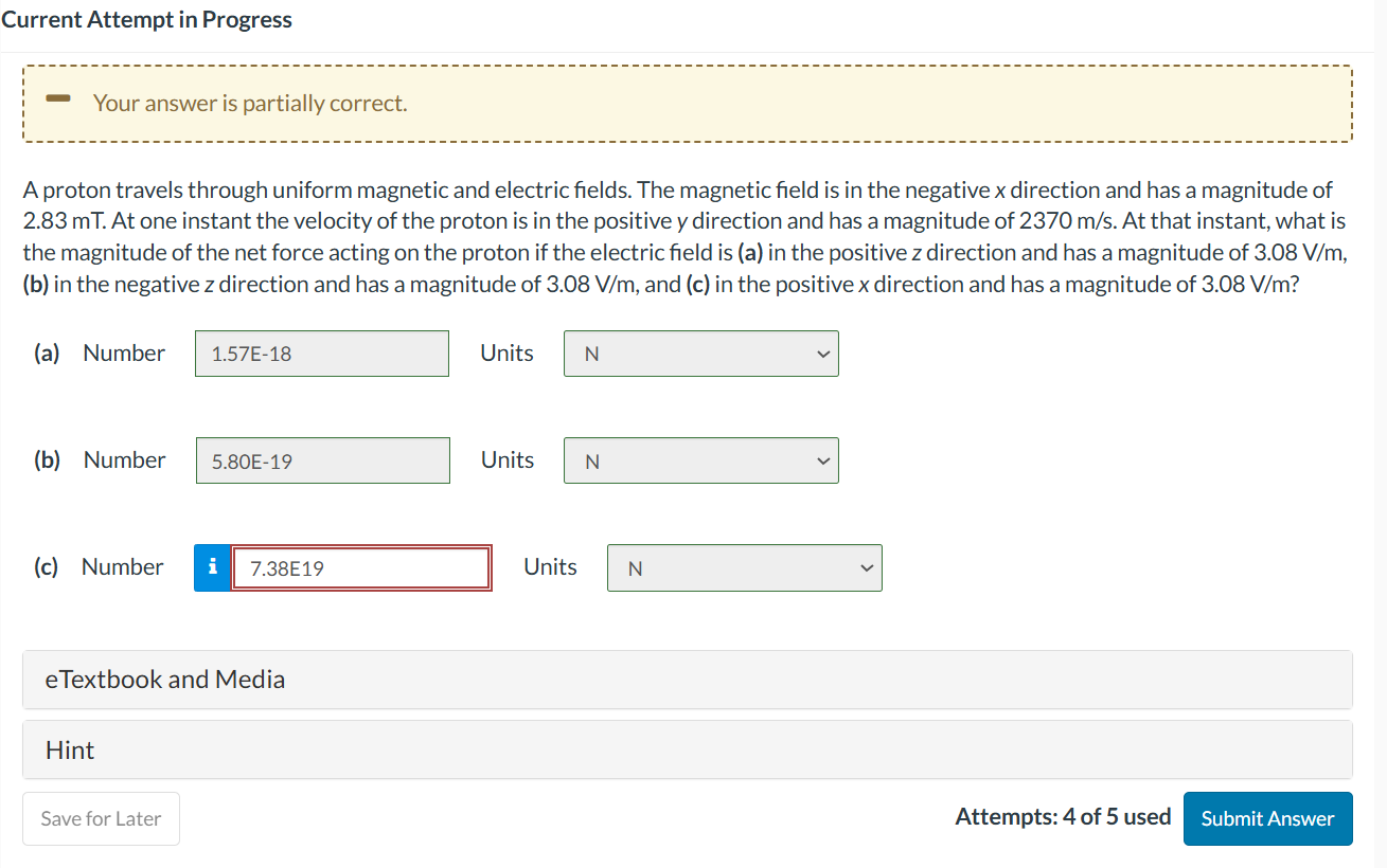 Solved By An Expert Your Answer Is Partially Correct A Proton Travels