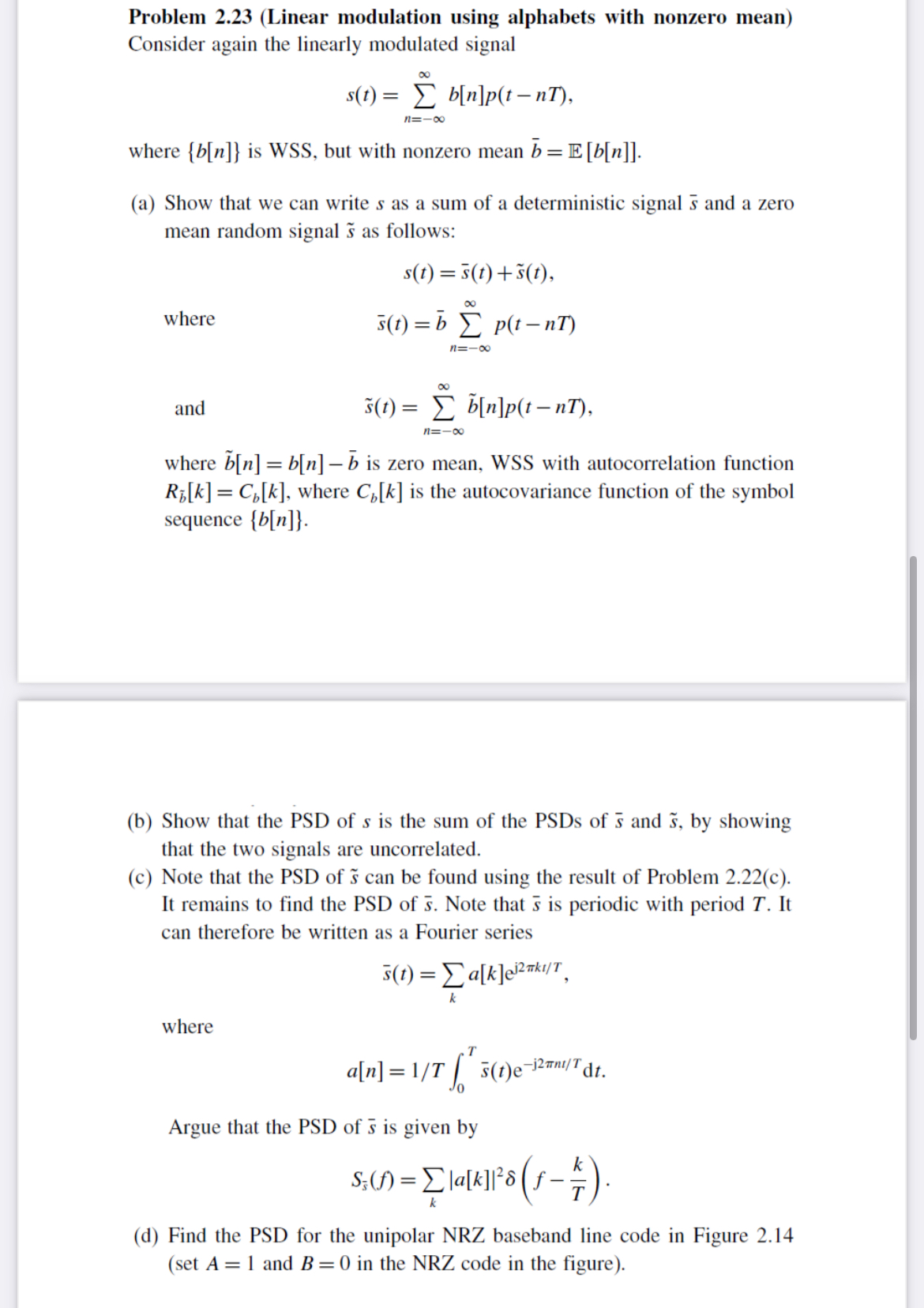 Solved Problem 2.23 (Linear modulation using alphabets with | Chegg.com