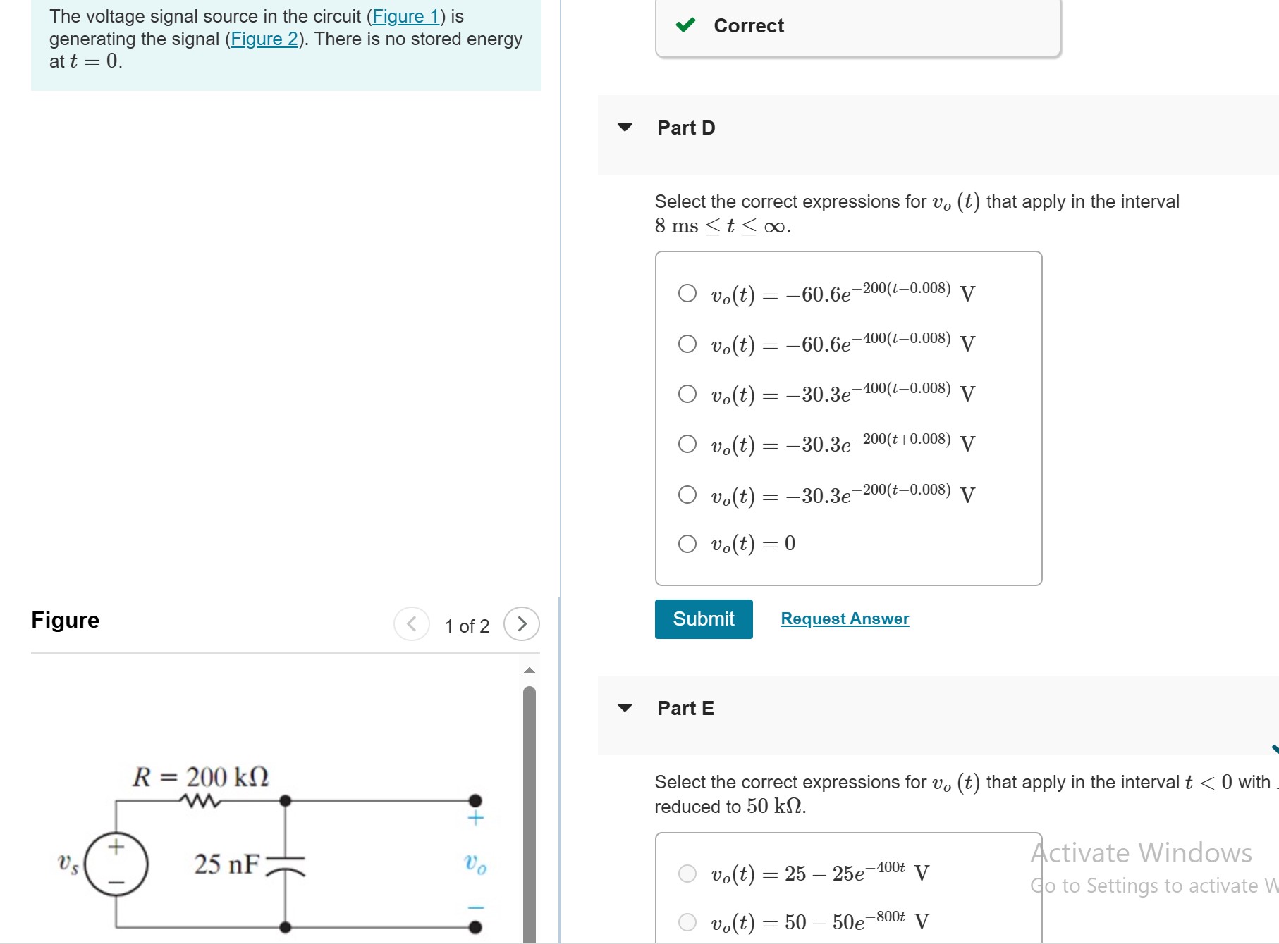 Solved The voltage signal source in the circuit (Figure 1) | Chegg.com