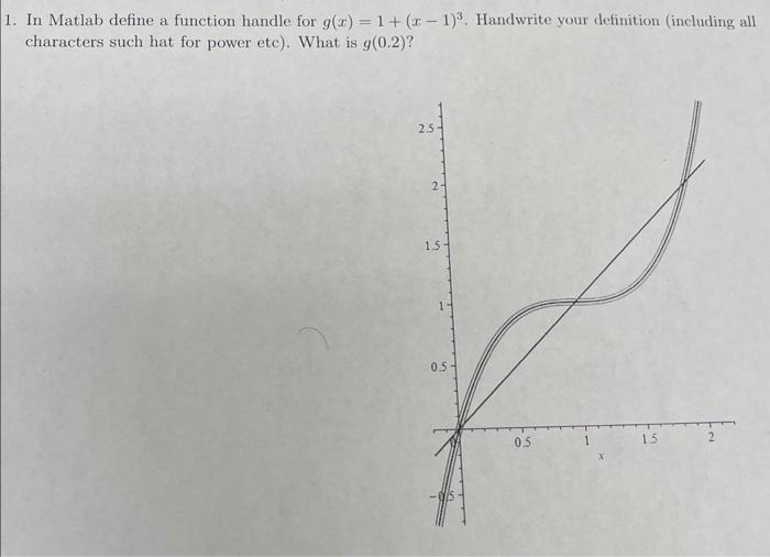 Solved 1 In Matlab Define A Function Handle For