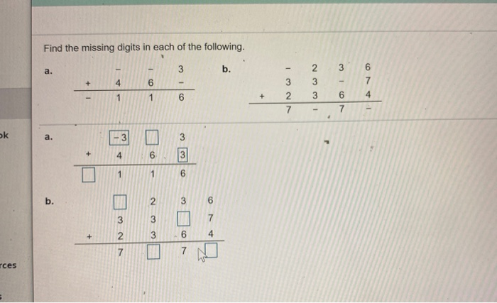 Solved Find the missing digits in each of the following. 3 | Chegg.com