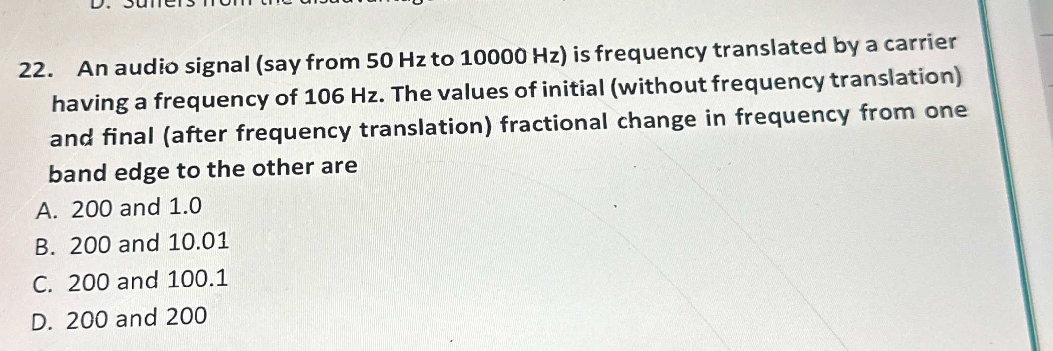 Solved An audio signal (say from 50Hz ﻿to 10000Hz ) ﻿is | Chegg.com