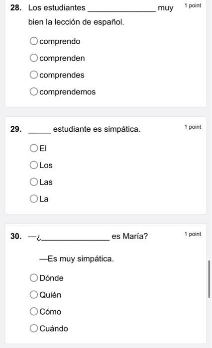 20. profesoras son listas. 1 point Nuestro Nuestros | Chegg.com