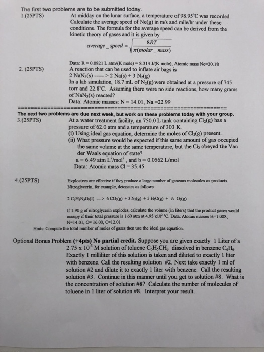 Solved The first two problems are to be submitted today. | Chegg.com