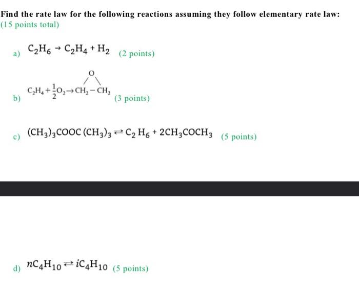 Solved Find the rate law for the following reactions | Chegg.com