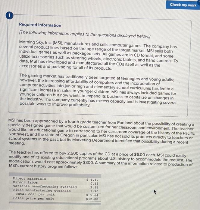 Solved Check my work Required information The modifications | Chegg.com