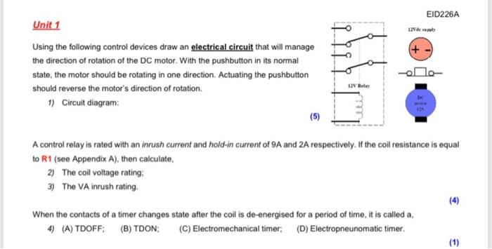 Solved EID226A LIVE Unit 1 Using the following control | Chegg.com