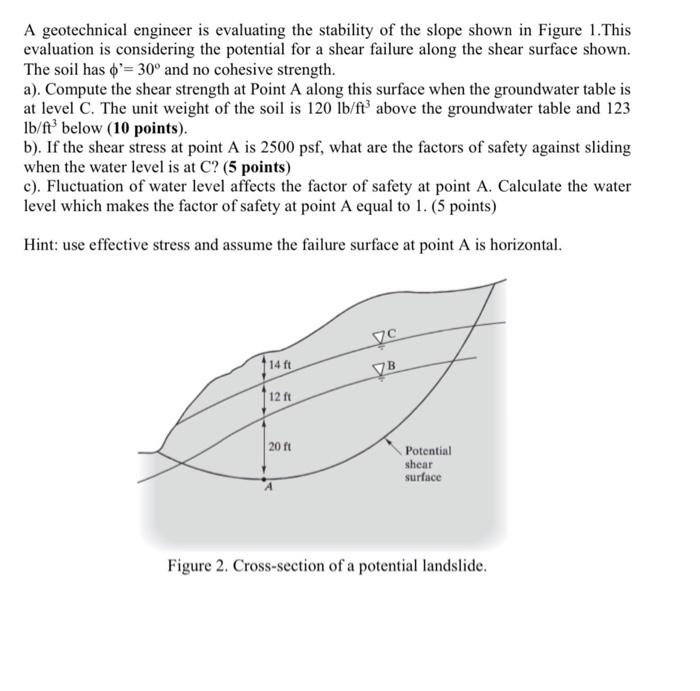 Solved A geotechnical engineer is evaluating the stability | Chegg.com