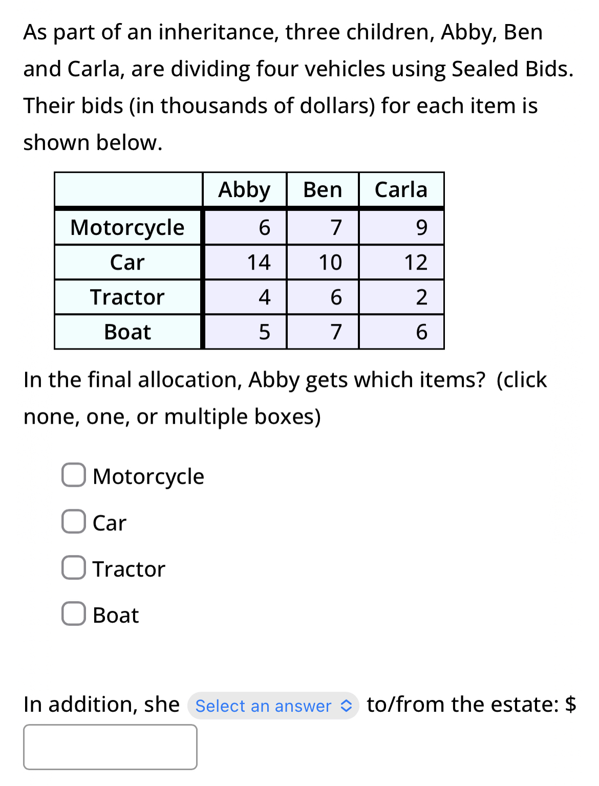 Solved As part of an inheritance, three children, Abby, | Chegg.com