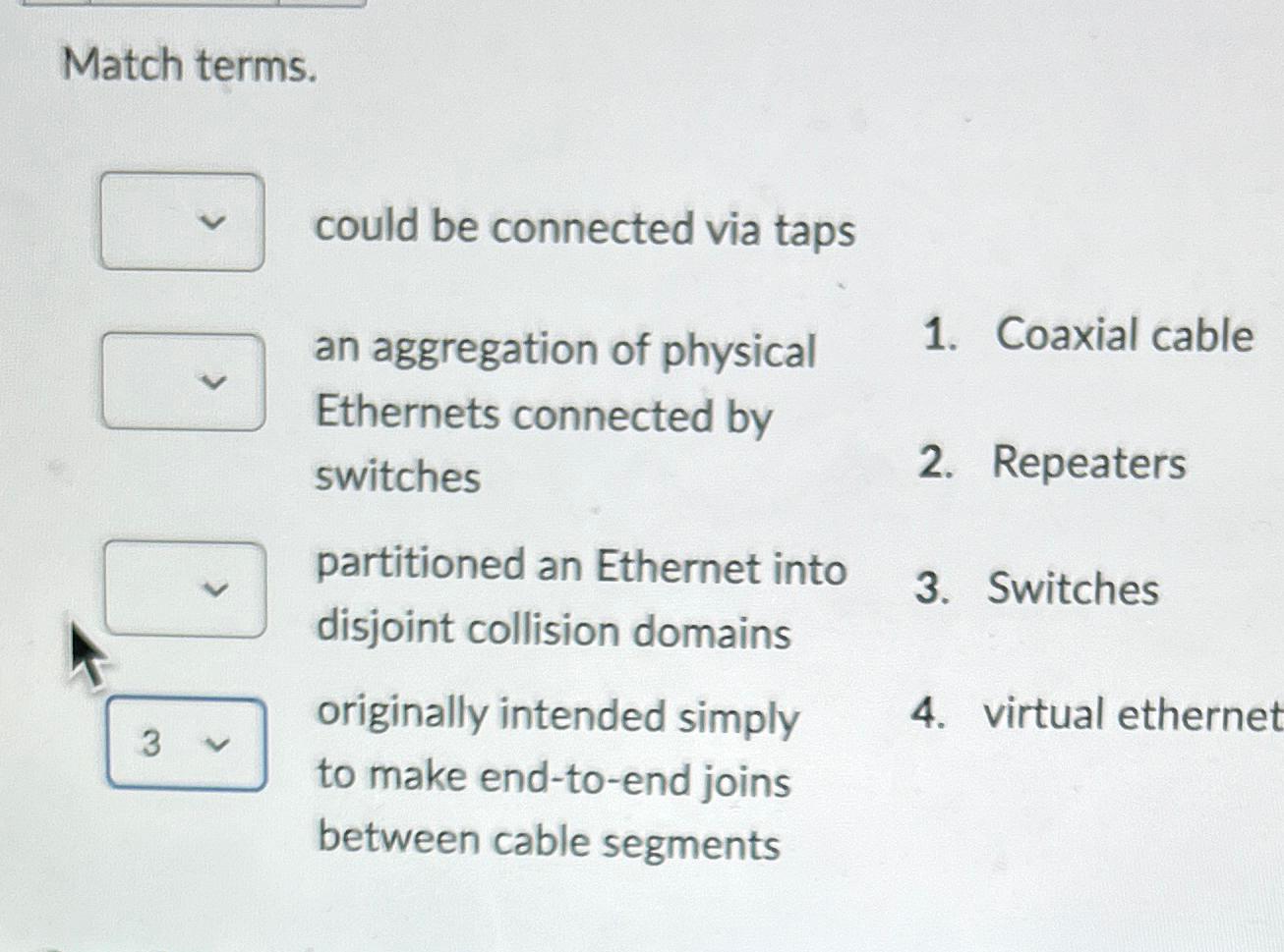Solved Match terms.could be connected via tapsan aggregation | Chegg.com