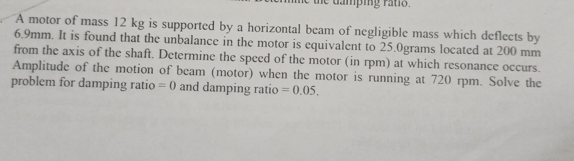 Solved A motor of mass 12 kg is supported by a horizontal | Chegg.com