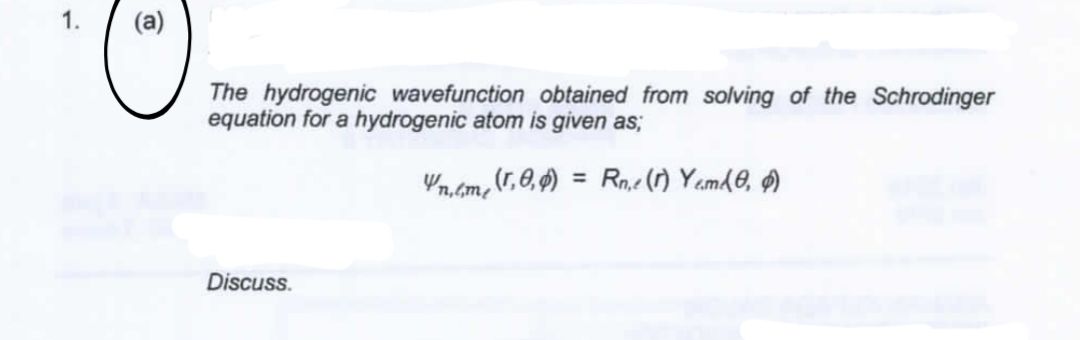 Solved Chemistry (Quantum Mechanics)(a)The hydrogenic | Chegg.com