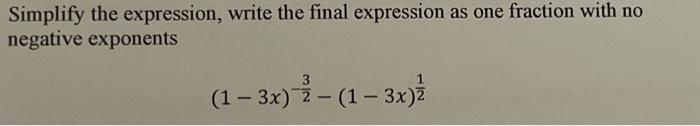 Solved Simplify the expression, write the final expression | Chegg.com