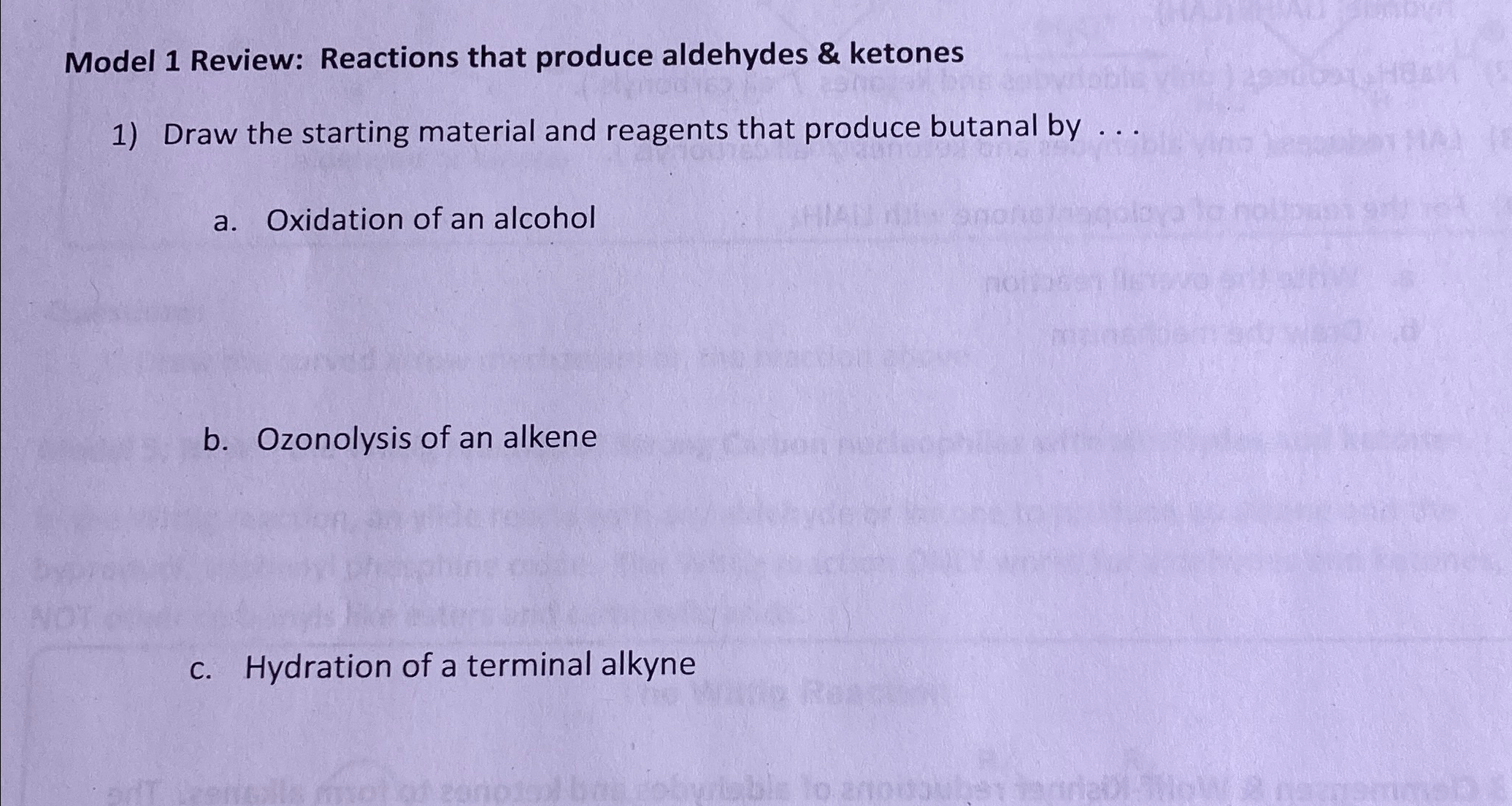 Solved Model 1 ﻿Review: Reactions that produce aldehydes & | Chegg.com