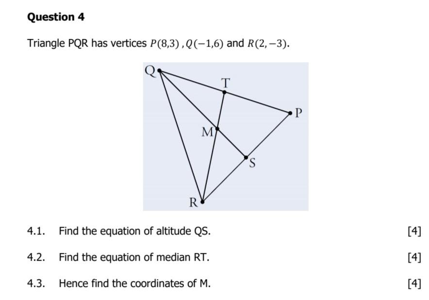 Solved Triangle PQR has vertices P(8,3),Q(−1,6) and R(2,−3). | Chegg.com
