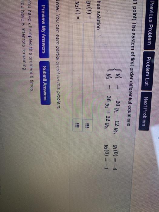 Solved Previous Problem Problem List Next Problem (1 point) | Chegg.com