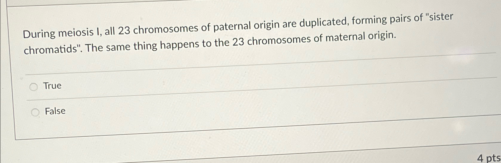 Solved During meiosis I, all 23 ﻿chromosomes of paternal | Chegg.com